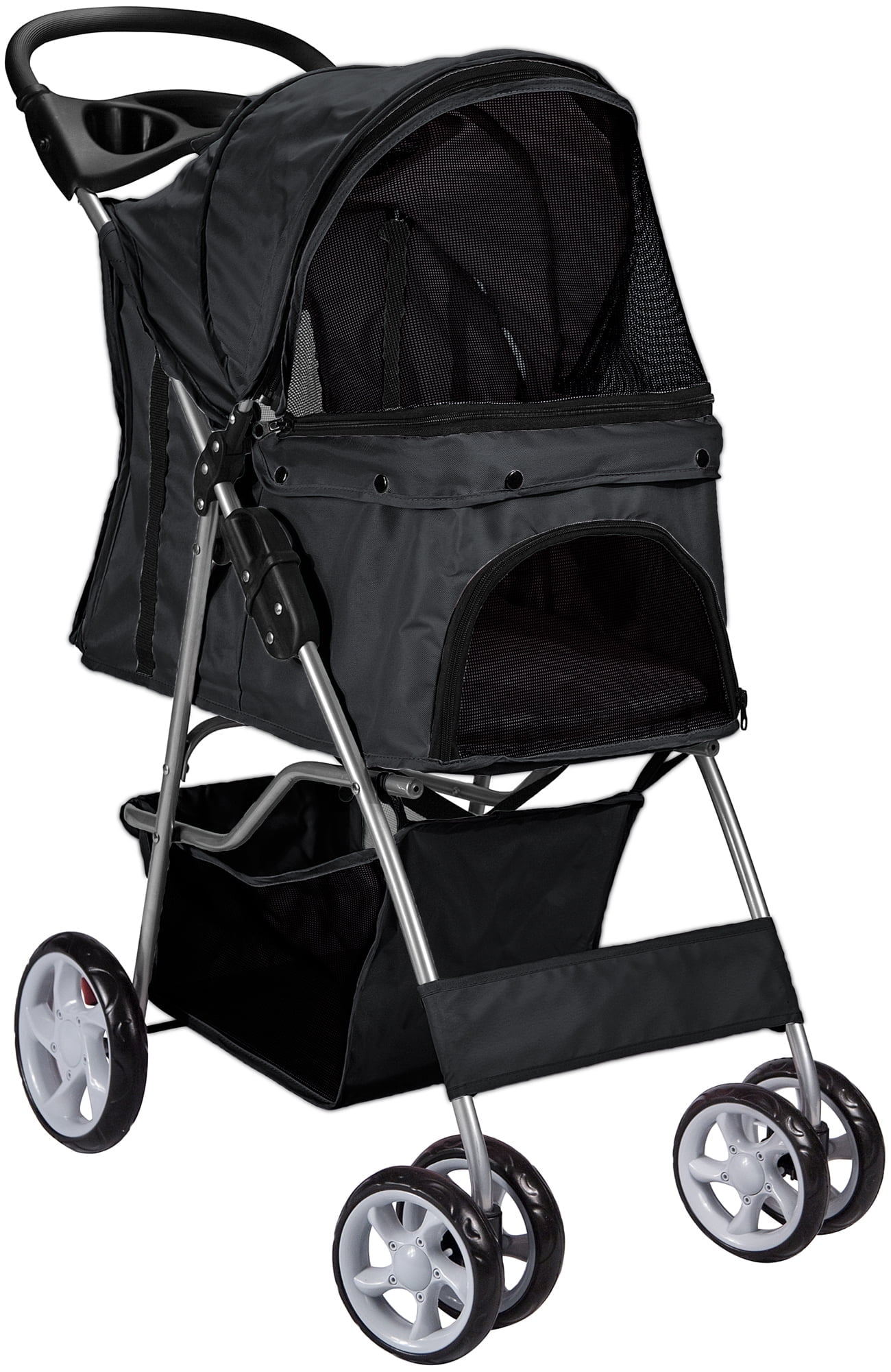 Paws & Pals 4-Wheeled Pet Stroller for Cats & Dogs Foldable with Cup ...