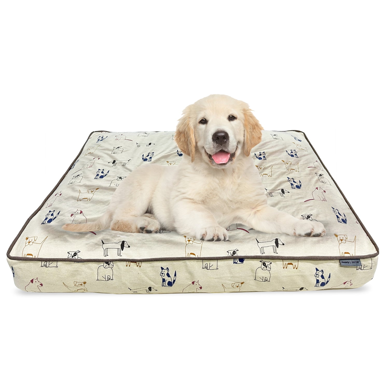 Paws and Décor Taupe Plaid Comfort Dog Bed, Elegant, Soft, and Durable ...