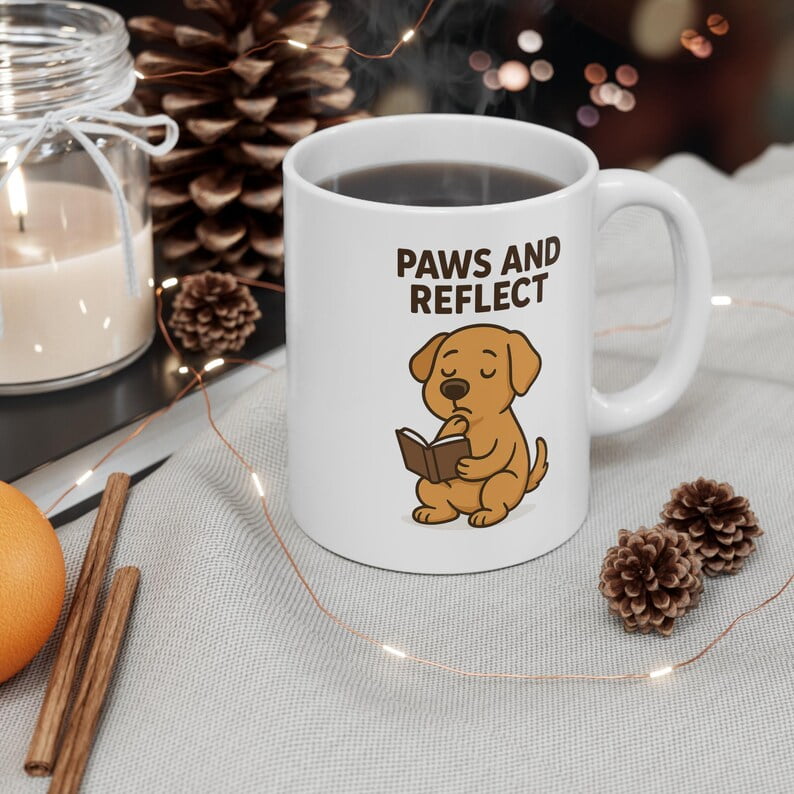 Paws and Reflect Mug, Cartoon Dog Reading Book Coffee Cup, Cute Pet Gift Idea - Walmart.com
