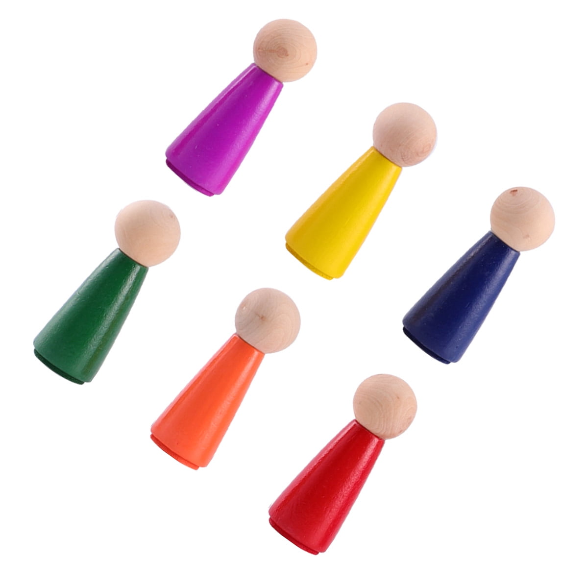 Pawsdot Unpainted Peg Wooden Figures Assorted Color 1 Set 6 Pcs ...