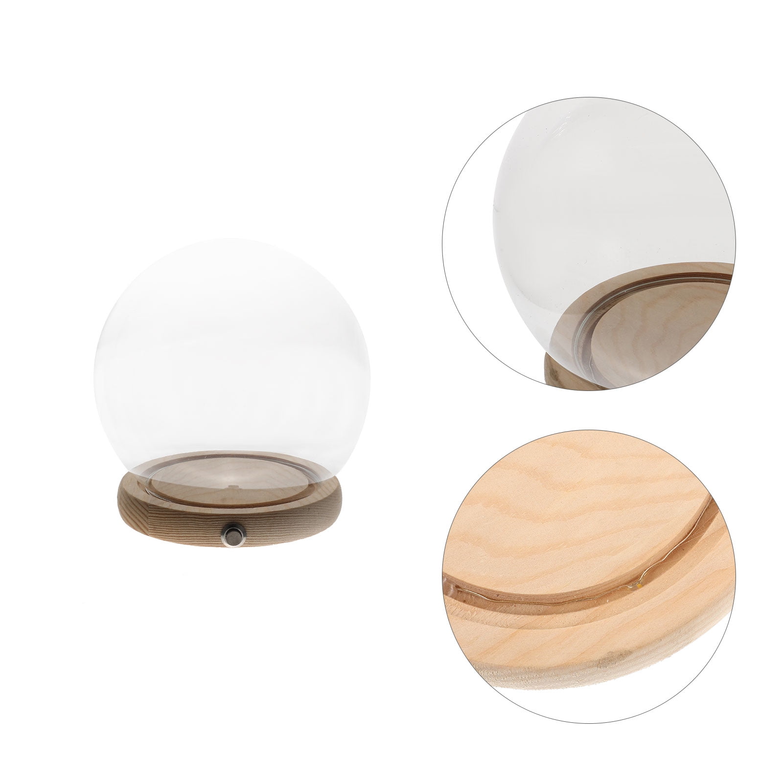 Pawsdot Transparent Glass Dome with Glowing Base, Wooden, Perfect for ...