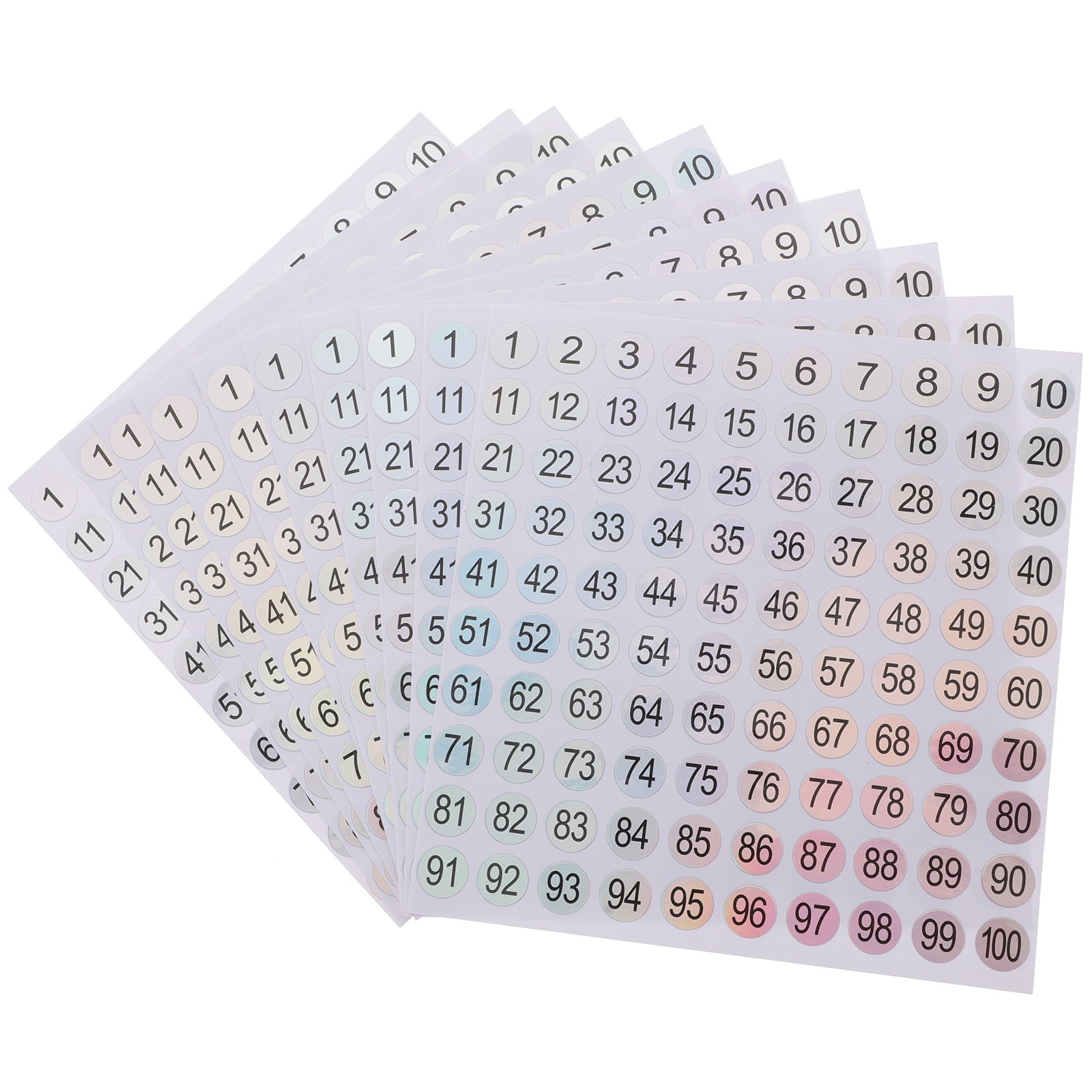 Pawsdot 10 Sheets of Number Label Stickers Assorted Color Digital Label ...