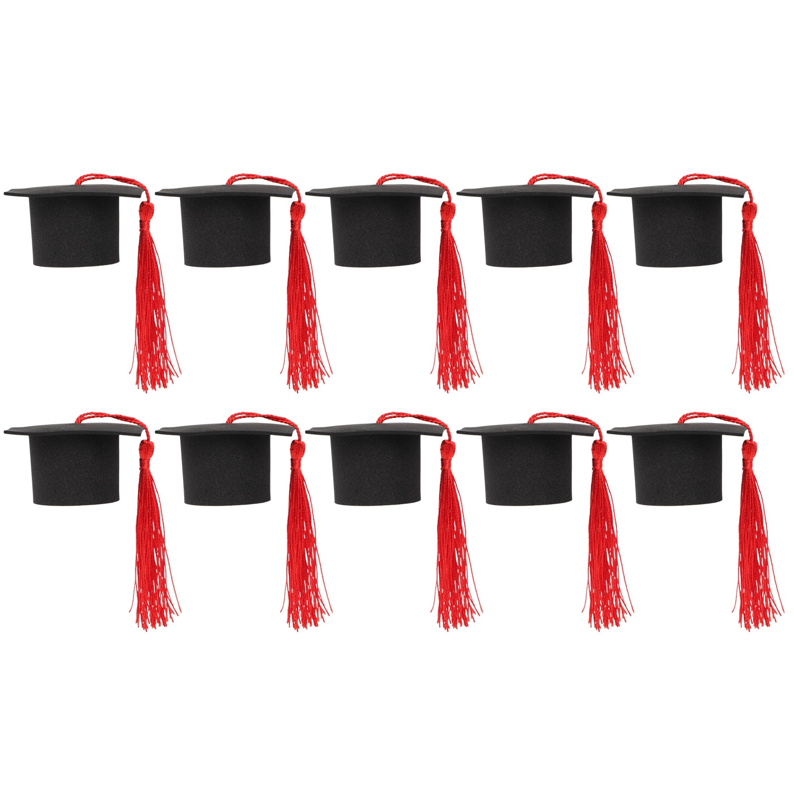 Pawsdot 10pcs Tiny Cupcake Topper Grad Cap Red Polyester Cake Ornament ...
