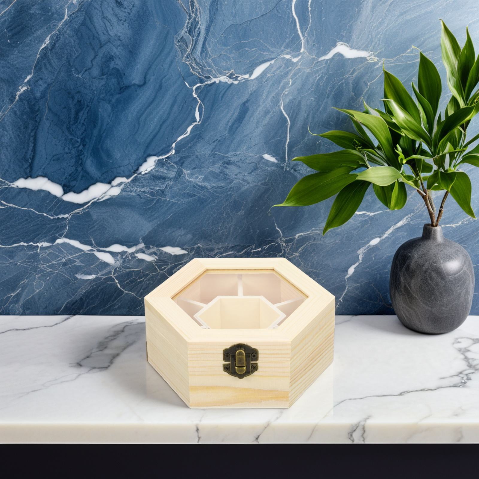 Pawsdot 1Pack Mini Hexagon Jewelry Box Storage Box Wood Khaki for Women - Walmart.com