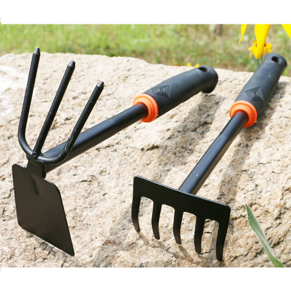 Pawsdot Small Hand Rake Gardening Tool with 5-Prong Fork Head Short ...