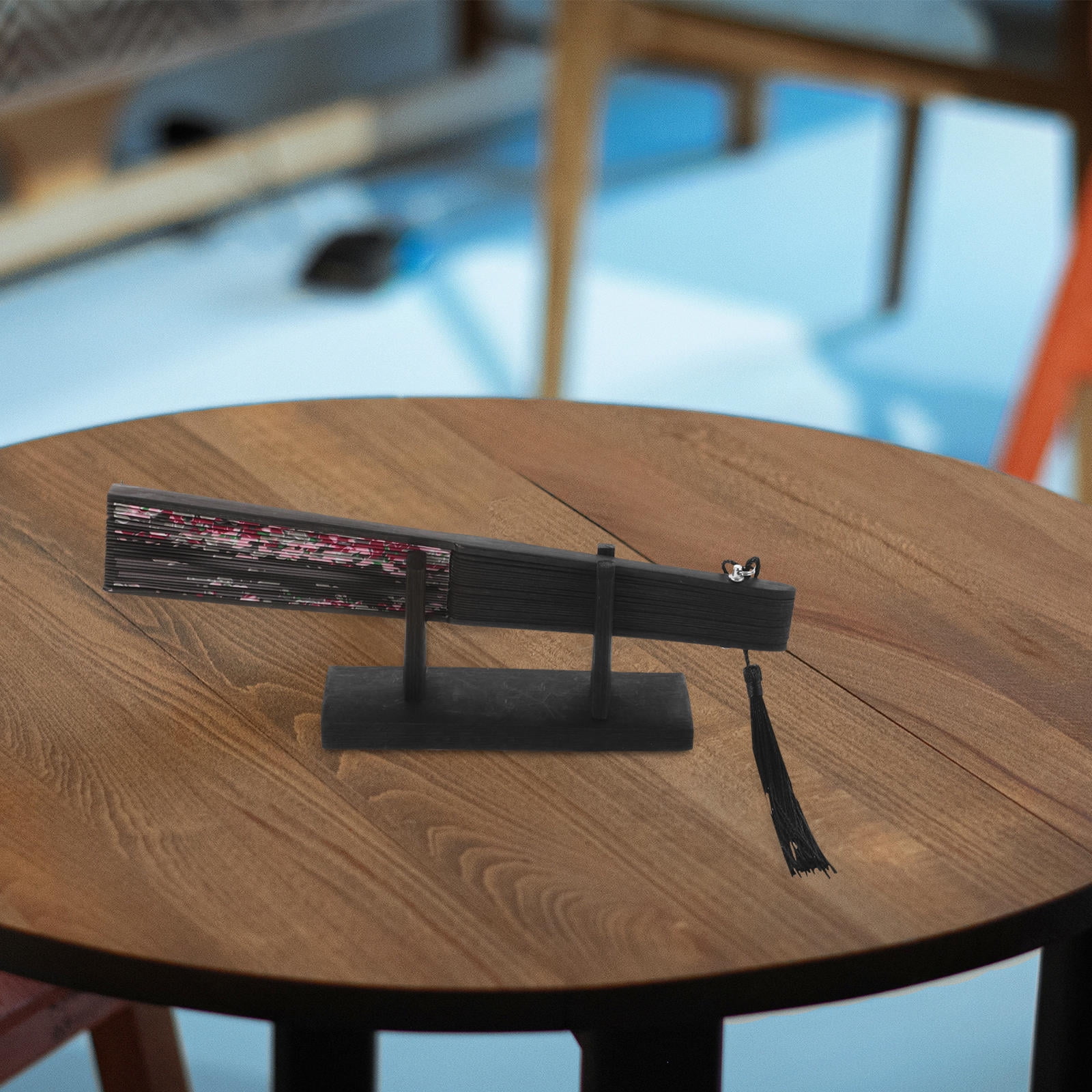 Pawsdot 1Set Japanese Design Fan Holder Storage Rack Black Wood for ...