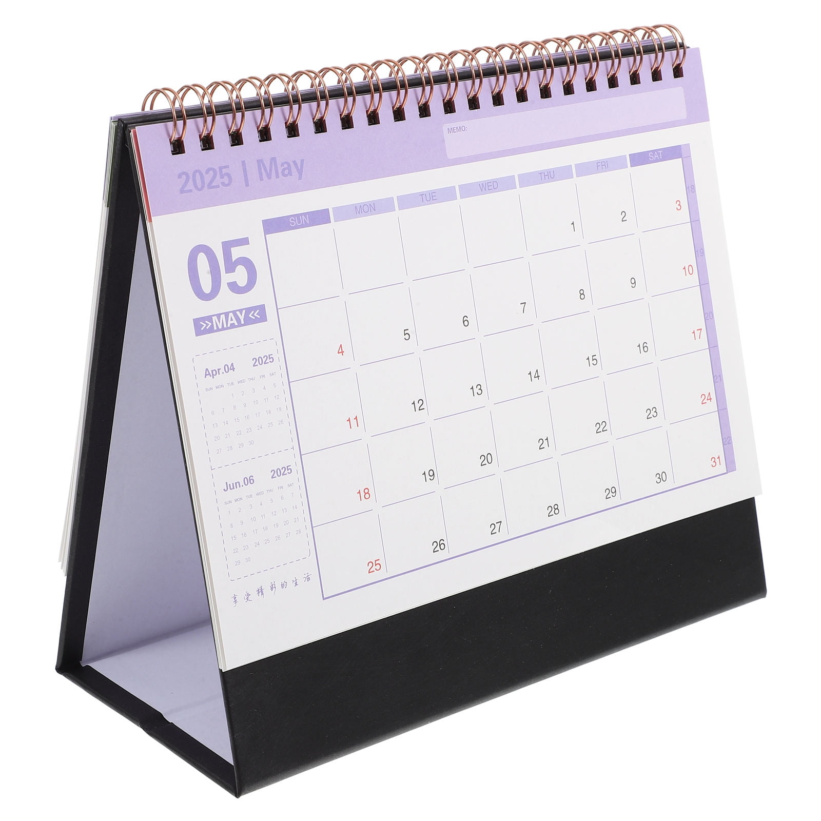 Pawsdot Academic Standing Desk Calendar Black Portable Desktop Month ...
