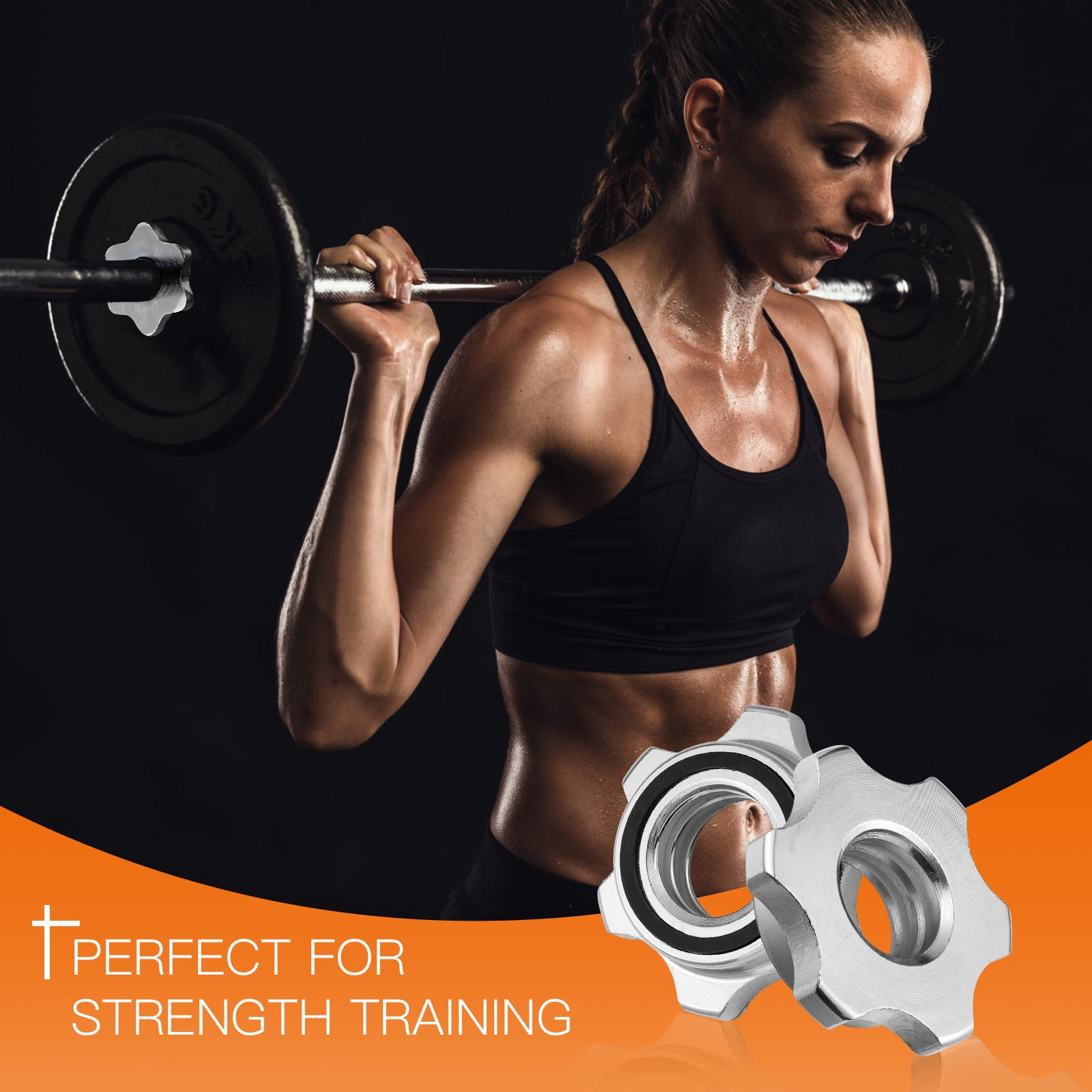 Pawsdot 2Pcs Double Lock Nut for Barbell Silver Anti Slip Threaded ...