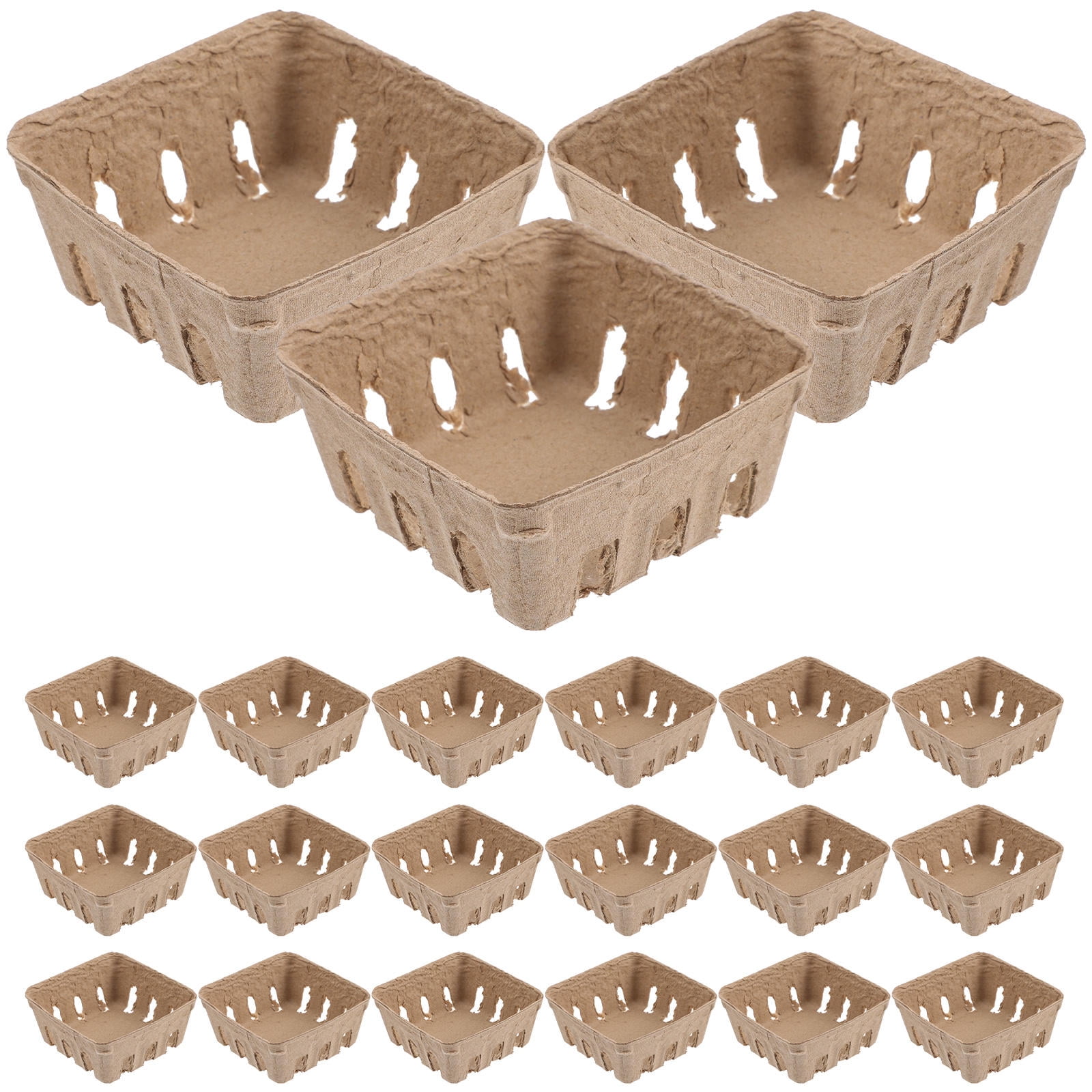 Pawsdot 50Pcs Paper Berry Basket Beige Decorative Fruit Tray for ...