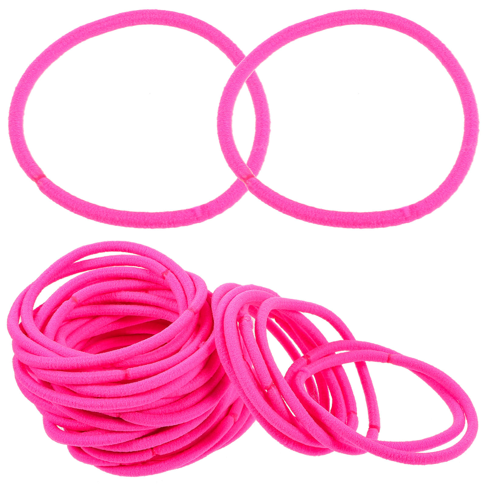 Pawsdot 50pcs Elastic Hair Rope Nylon Rosy for Ponytails and Braiding ...