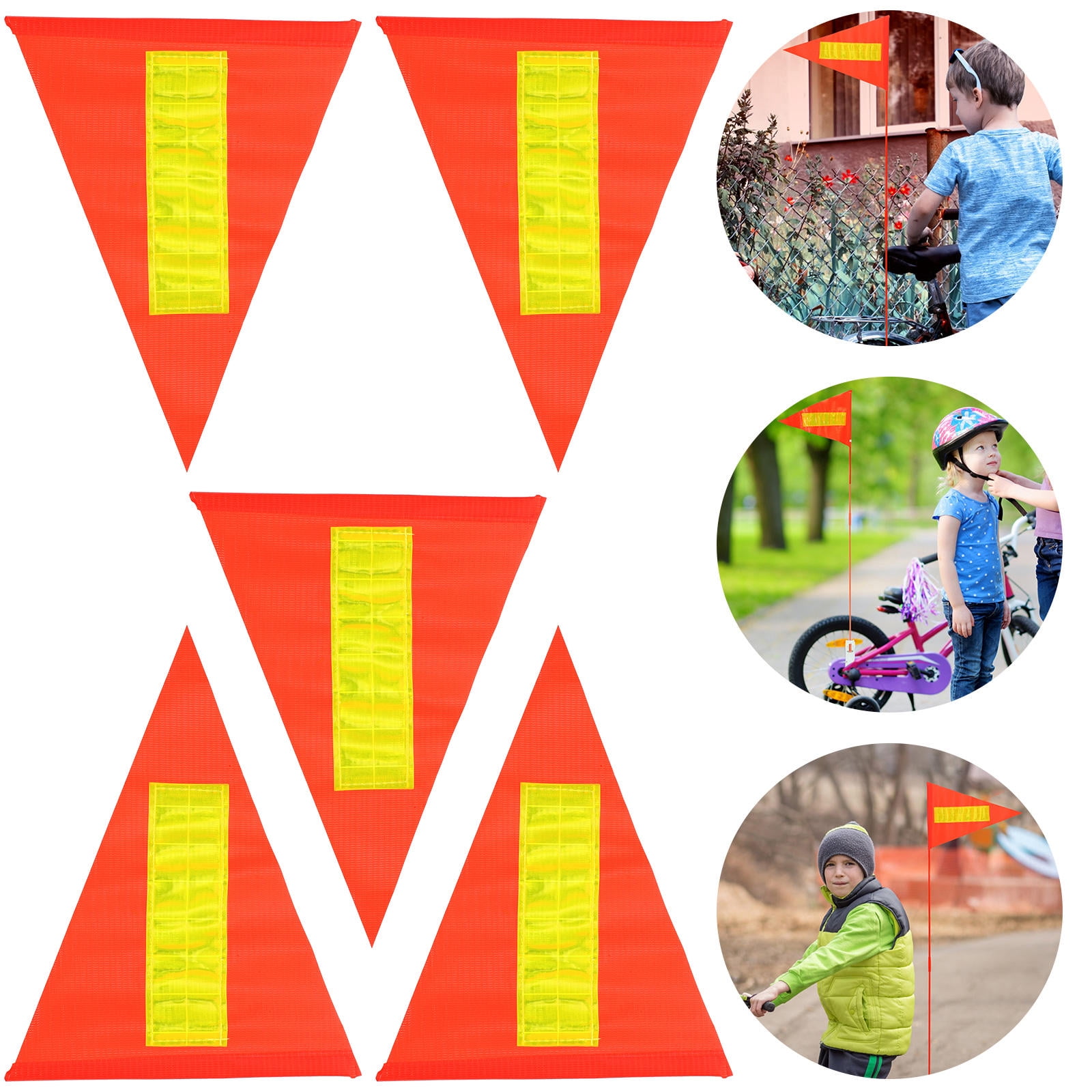 Pawsdot 5Pcs Reflective Red Bike Warning Flag Portable Safety Cycling ...