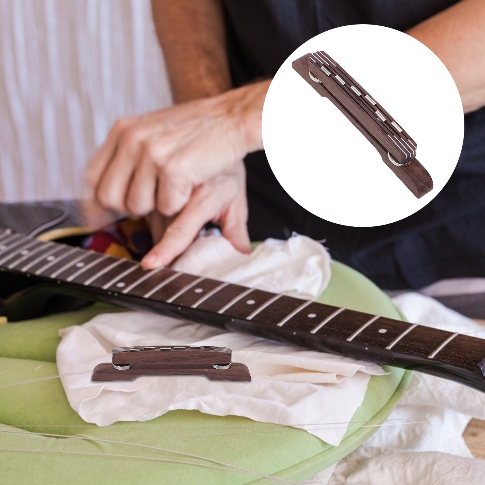 Pawsdot Height Adjustable Guitar Bridge Wooden Multi for Guitar 1 Set ...