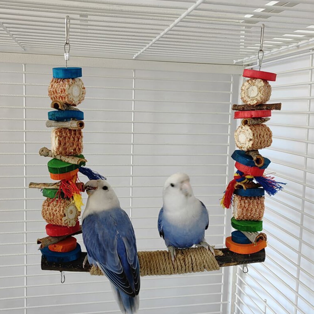 Pawsdot Assorted Color Wooden Parakeet Cage Accessories for Pet Birds ...