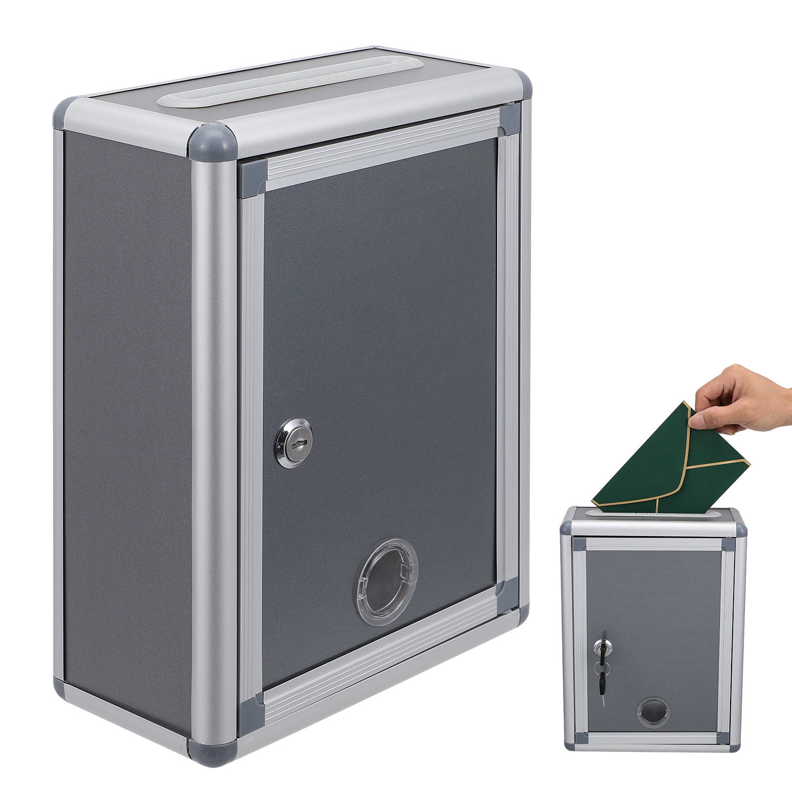 Pawsdot Small Grey Aluminium Alloy Mailbox with Lock Storage Box ...