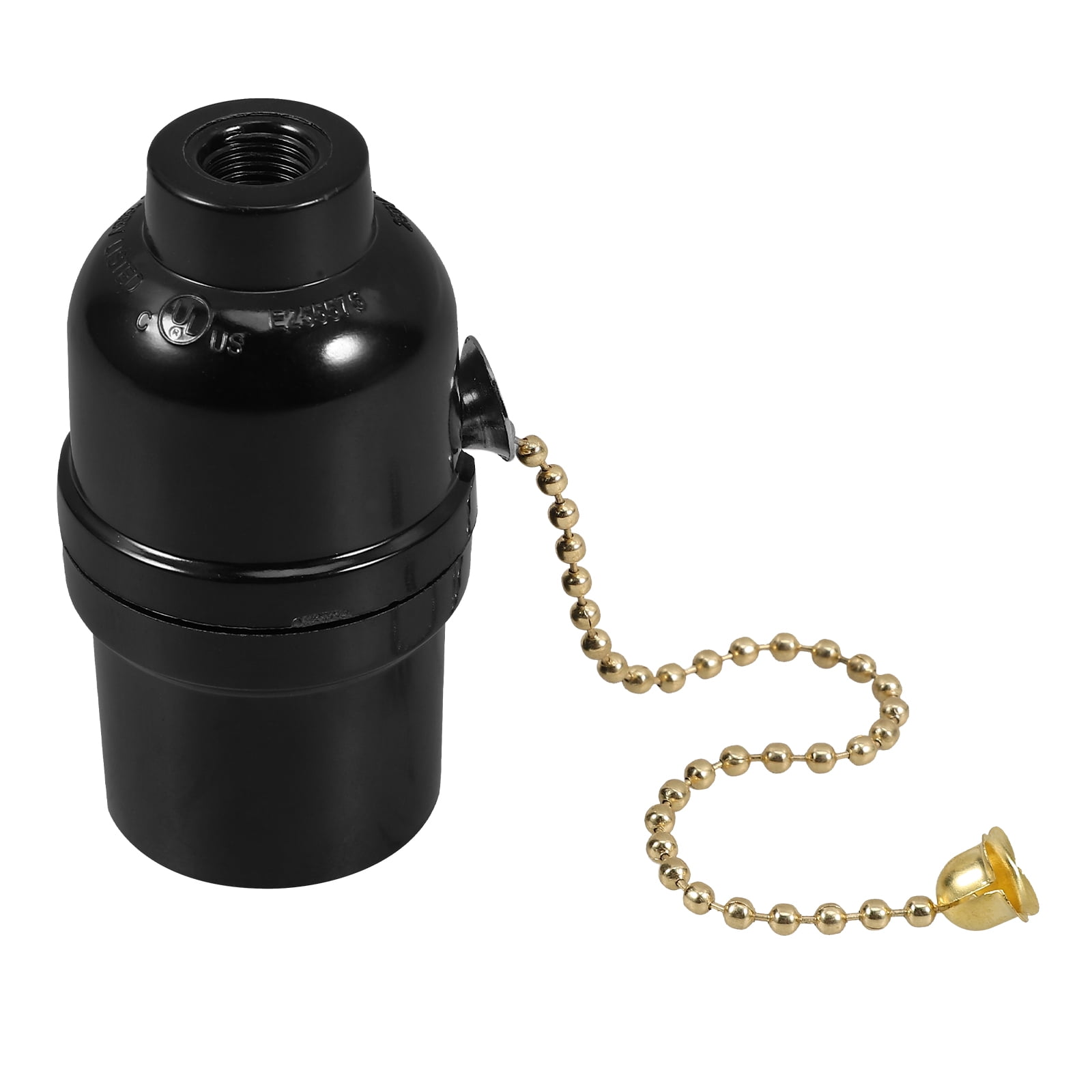 Pawsdot Black Plastic Lamp Holder with Pull Chain Switch Compatible ...