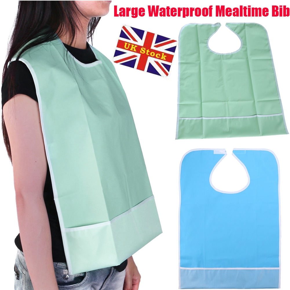 Pawsdot Adult Aid Apron Waterproof Mealtime Bib Green with Snap ...