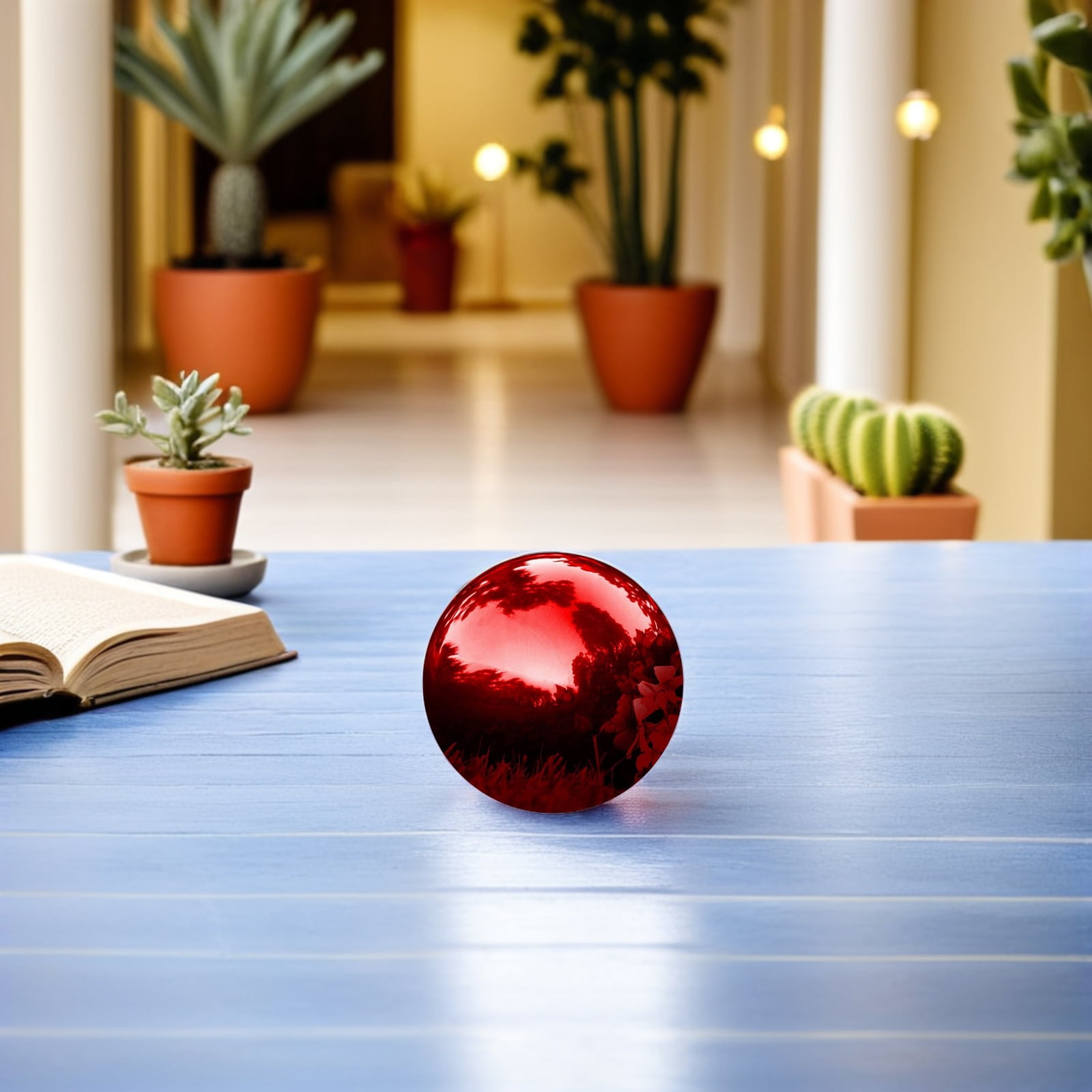 Pawsdot Decorative Dark Red Stainless Steel Gazing Globe for Outdoor ...