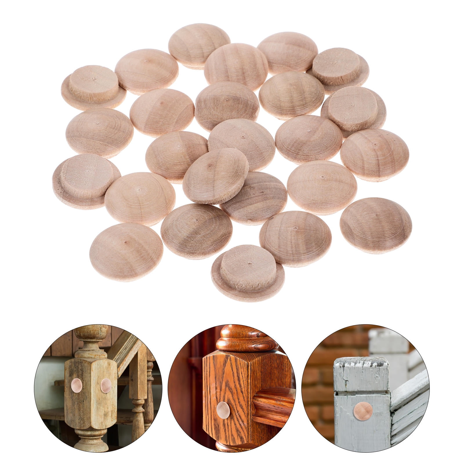 Pawsdot 25Pcs Wood Furniture Button Top with Smooth Texture Light Brown ...