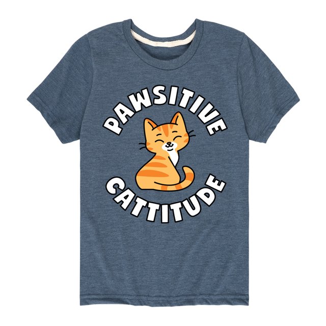 Pawsitive Cattitude - Toddler And Youth Short Sleeve Graphic T-Shirt ...