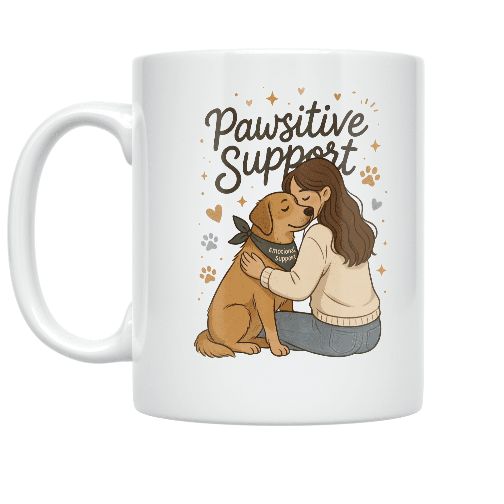 Pawsitive Support Dog Illustration - Pet Lover - 11 oz Ceramic Coffee ...