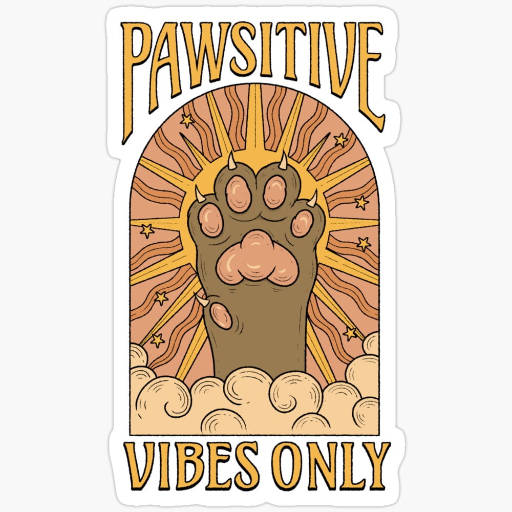 Pawsitive Vibes Only Sticker Phone Decal Water Bottle Stickers Car ...