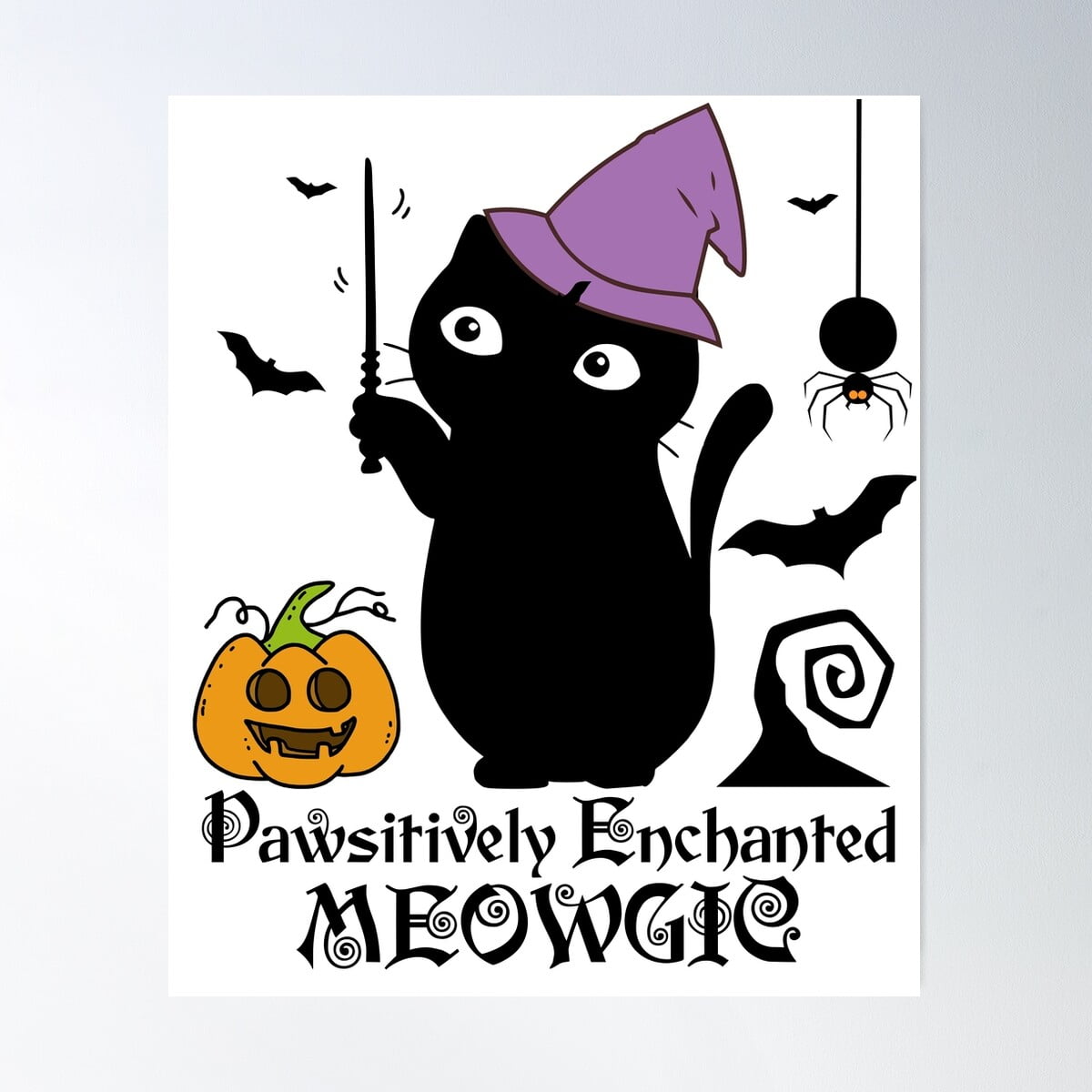 Pawsitively Enchanted Meowgic Cute Witch Cat Poster Wall Art, Modern ...