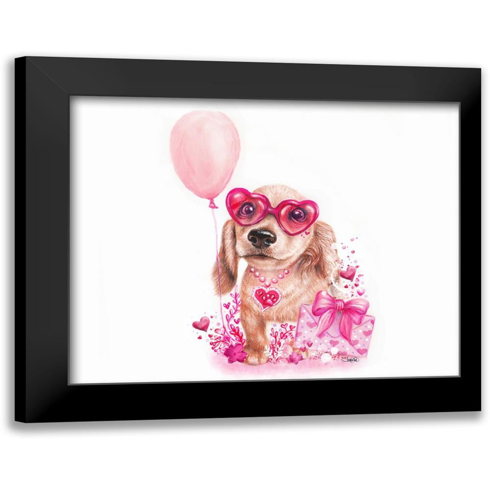 Pawsitively Love You - Daschund 14x12 Black Modern Framed Museum Art ...