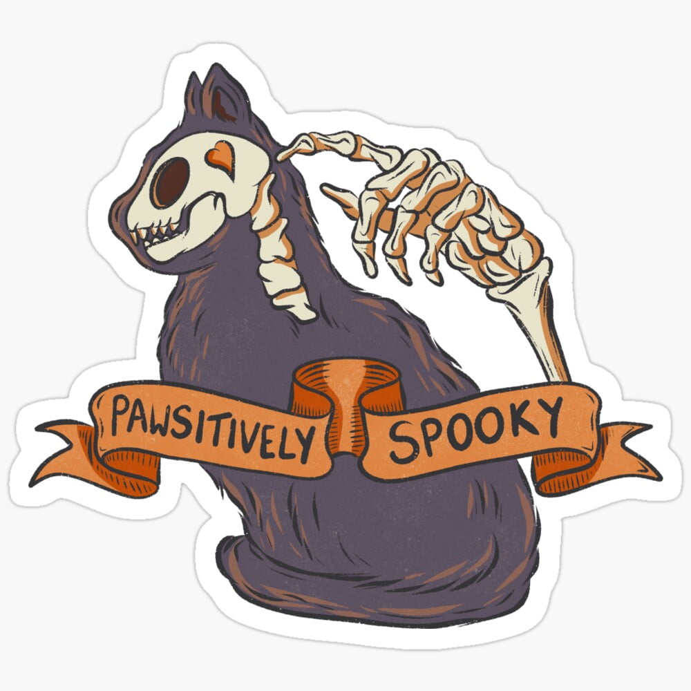 Pawsitively Spooky Cat Sticker Phone Decal Water Bottle Stickers Car ...