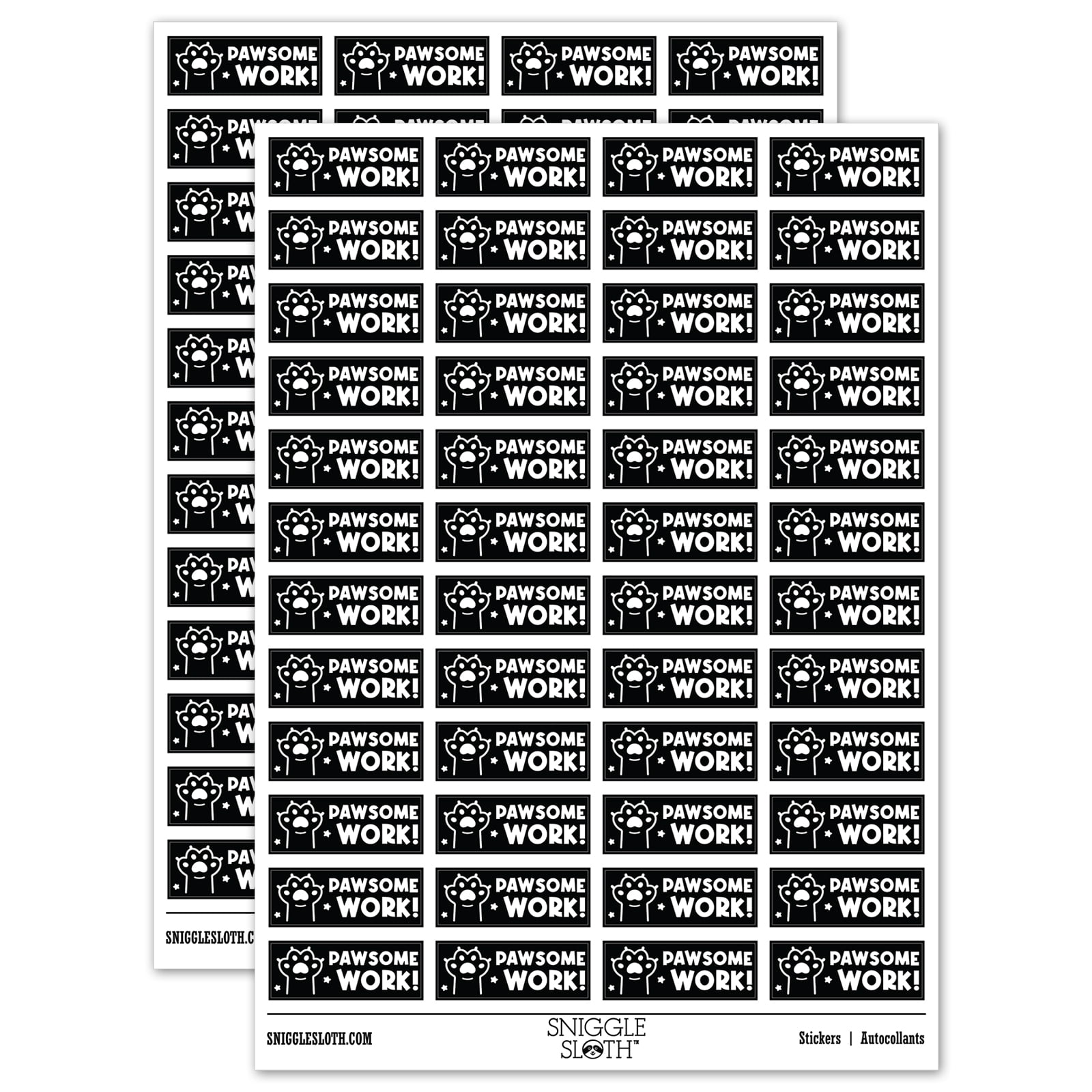 Pawsome Awesome Work Cat Paw Teacher Student School Sticker Set - Black ...
