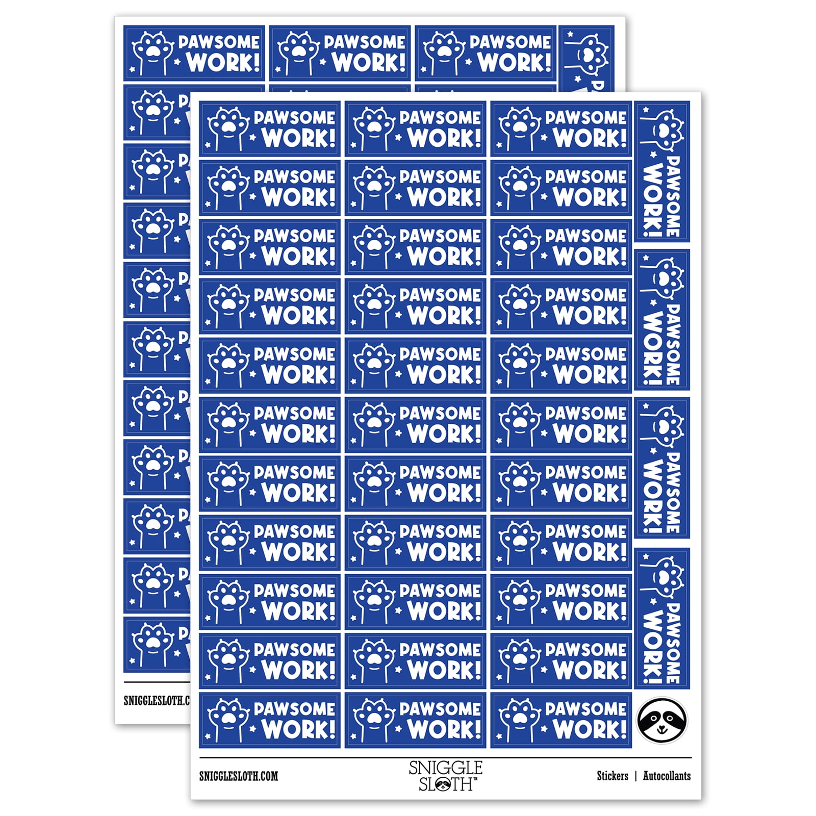 Pawsome Awesome Work Cat Paw Teacher Student School Sticker Set - Dark ...