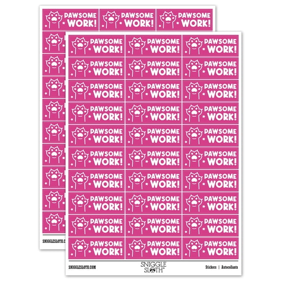 Pawsome Awesome Work Cat Paw Teacher Student School Sticker Set - Hot ...