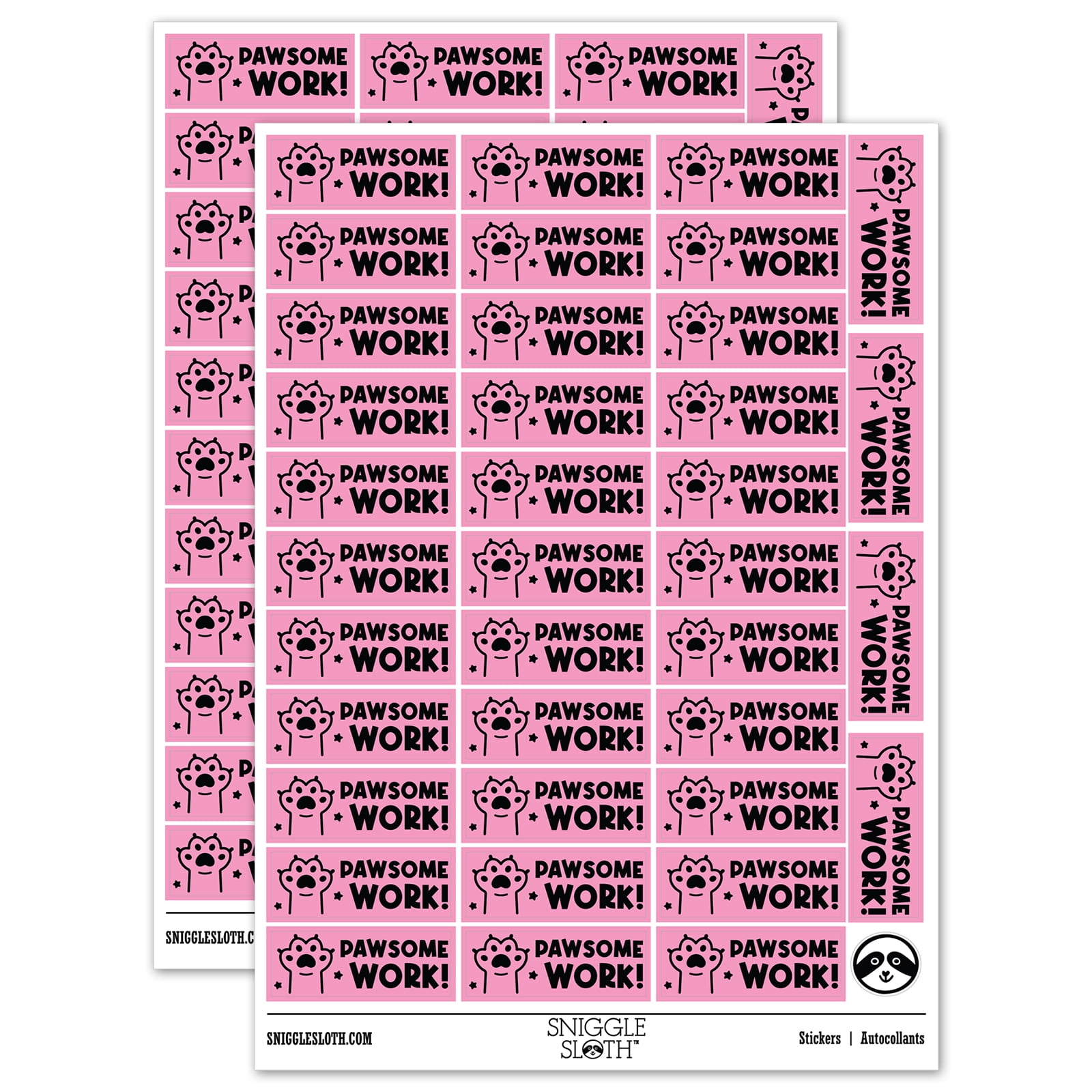 Pawsome Awesome Work Cat Paw Teacher Student School Sticker Set - Light ...