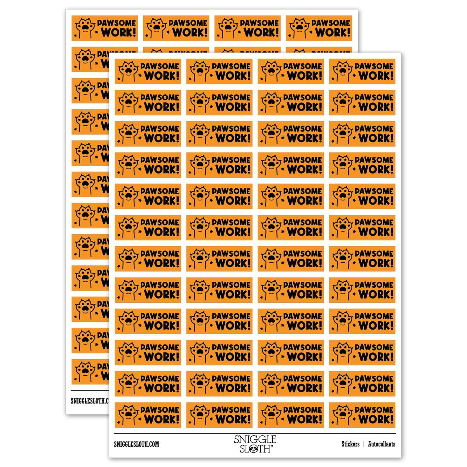Pawsome Awesome Work Cat Paw Teacher Student School Sticker Set ...