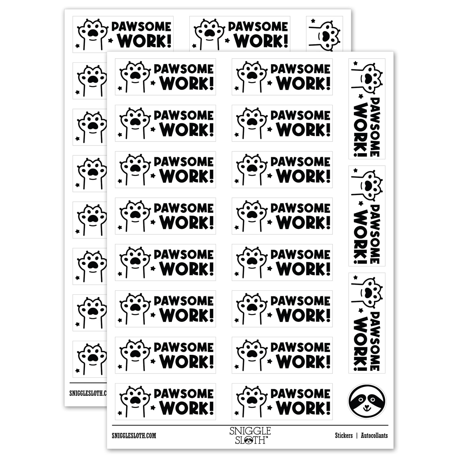 Pawsome Awesome Work Cat Paw Teacher Student School Sticker Set - White ...