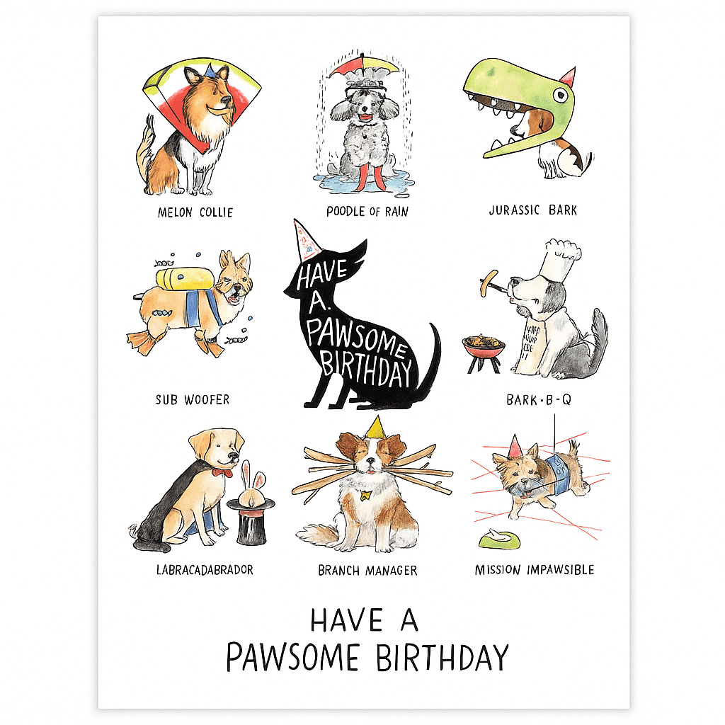 Pawsome Birthday Card – Fun Dog-Themed Designs with Humorous Pet Puns ...