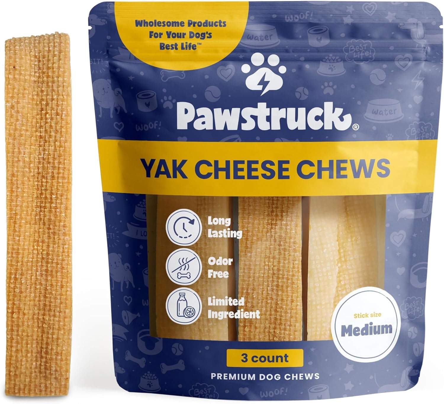 Pawstruck Medium Himalayan Yak Cheese Dog Chews - 3 Count - Walmart.com