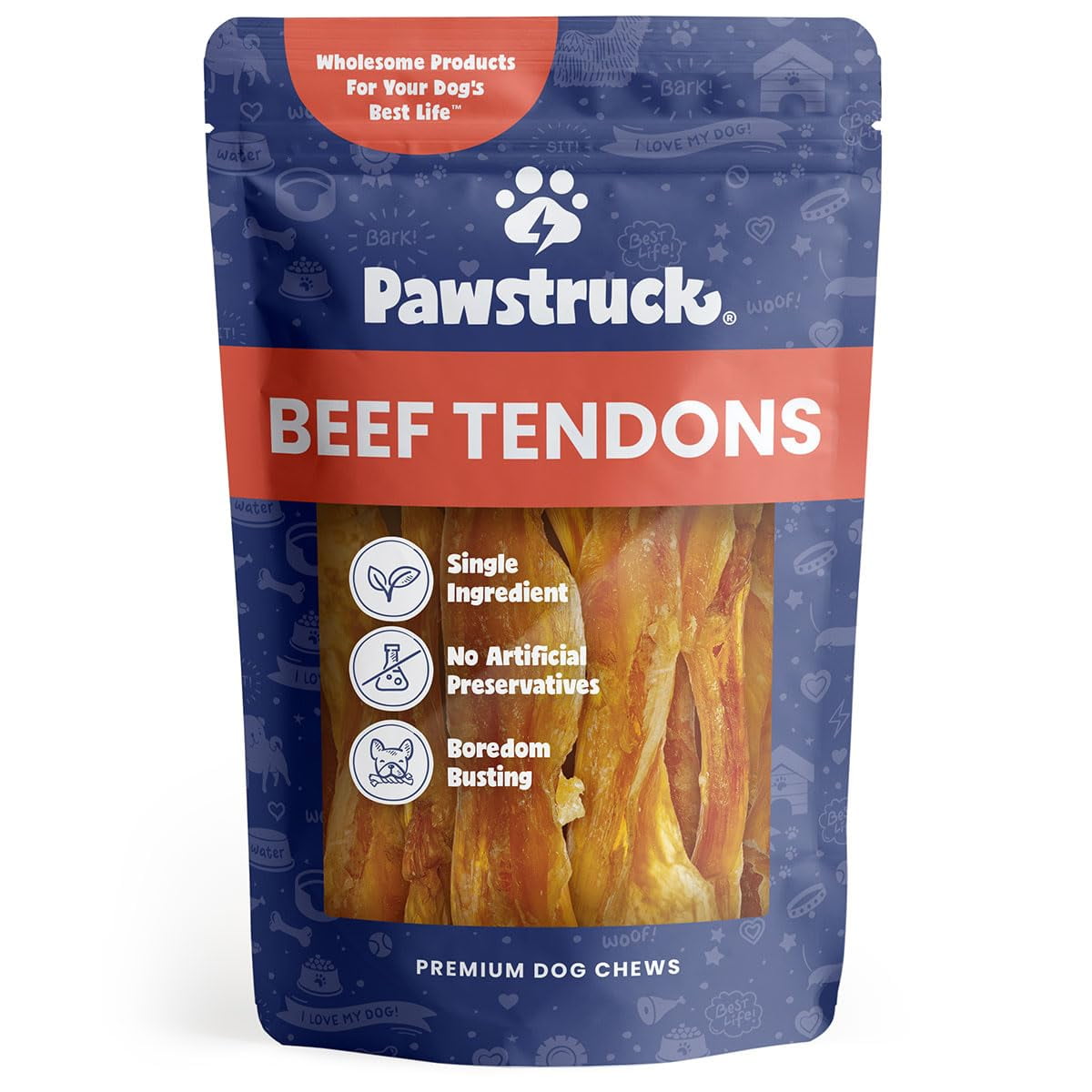 Pawstruck Natural 7-9" Beef MSF2 Tendon Chew Sticks for Dogs - Premium ...