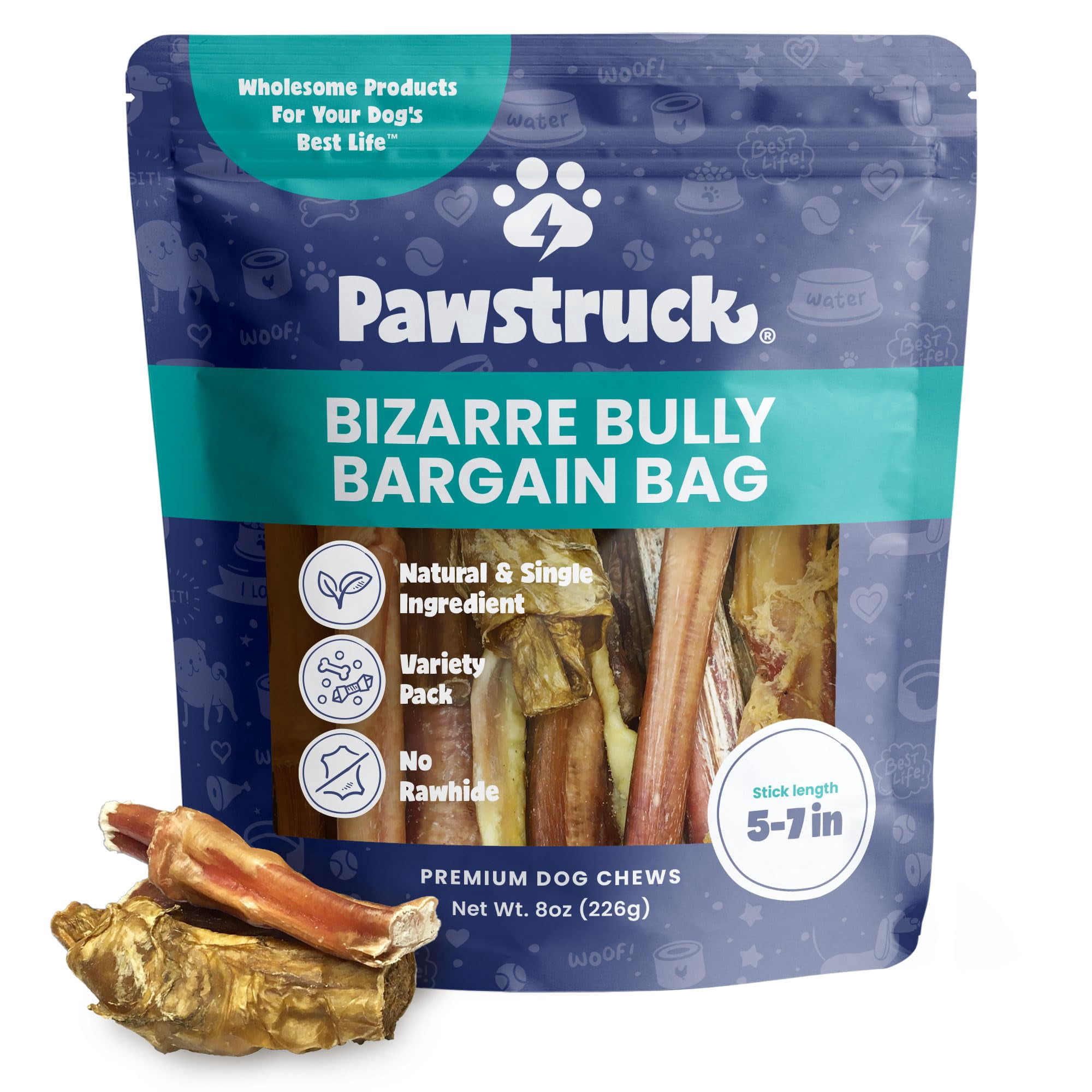 Pawstruck Natural Bizarre Bully CCF19 Sticks Bargain Bag for Dogs and ...