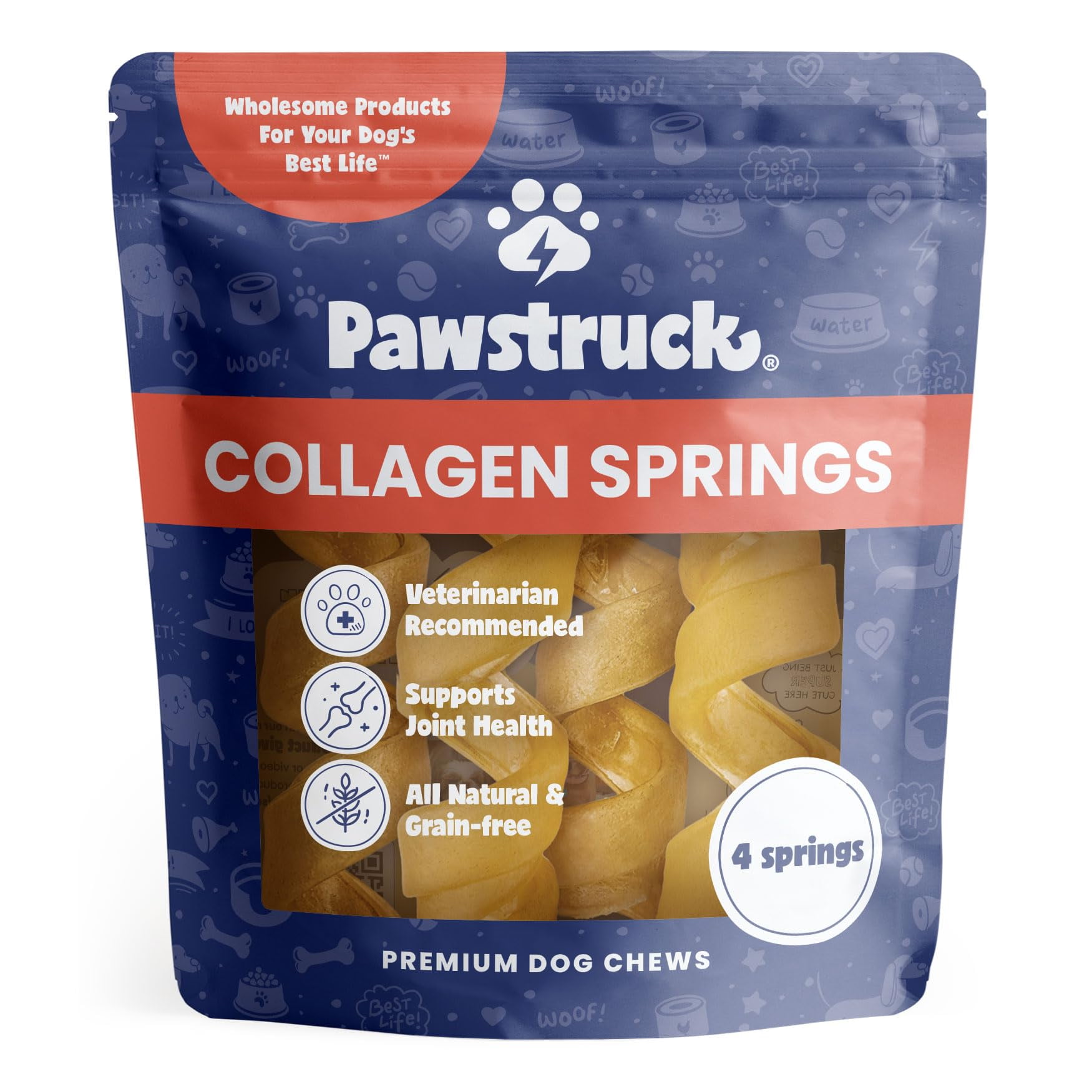 Pawstruck Natural Large Collagen Stick Springs for Dogs - Vet-Approved ...