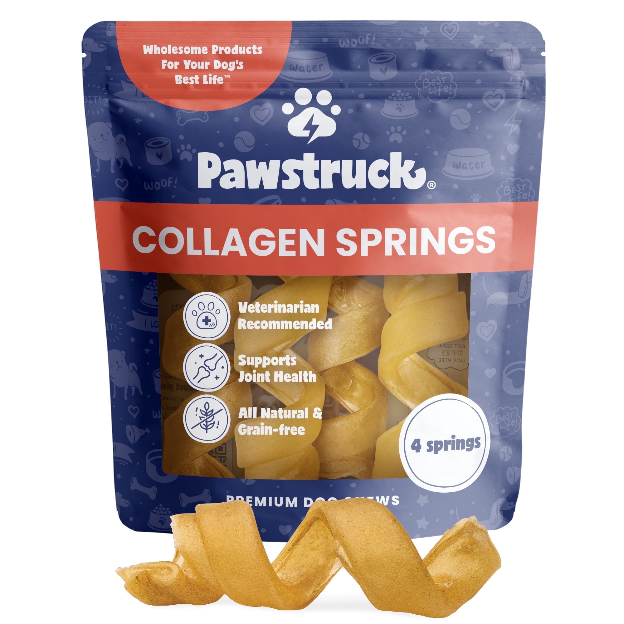 Pawstruck Natural Large Collagen Stick Springs for Dogs - 4 Treat Stick ...