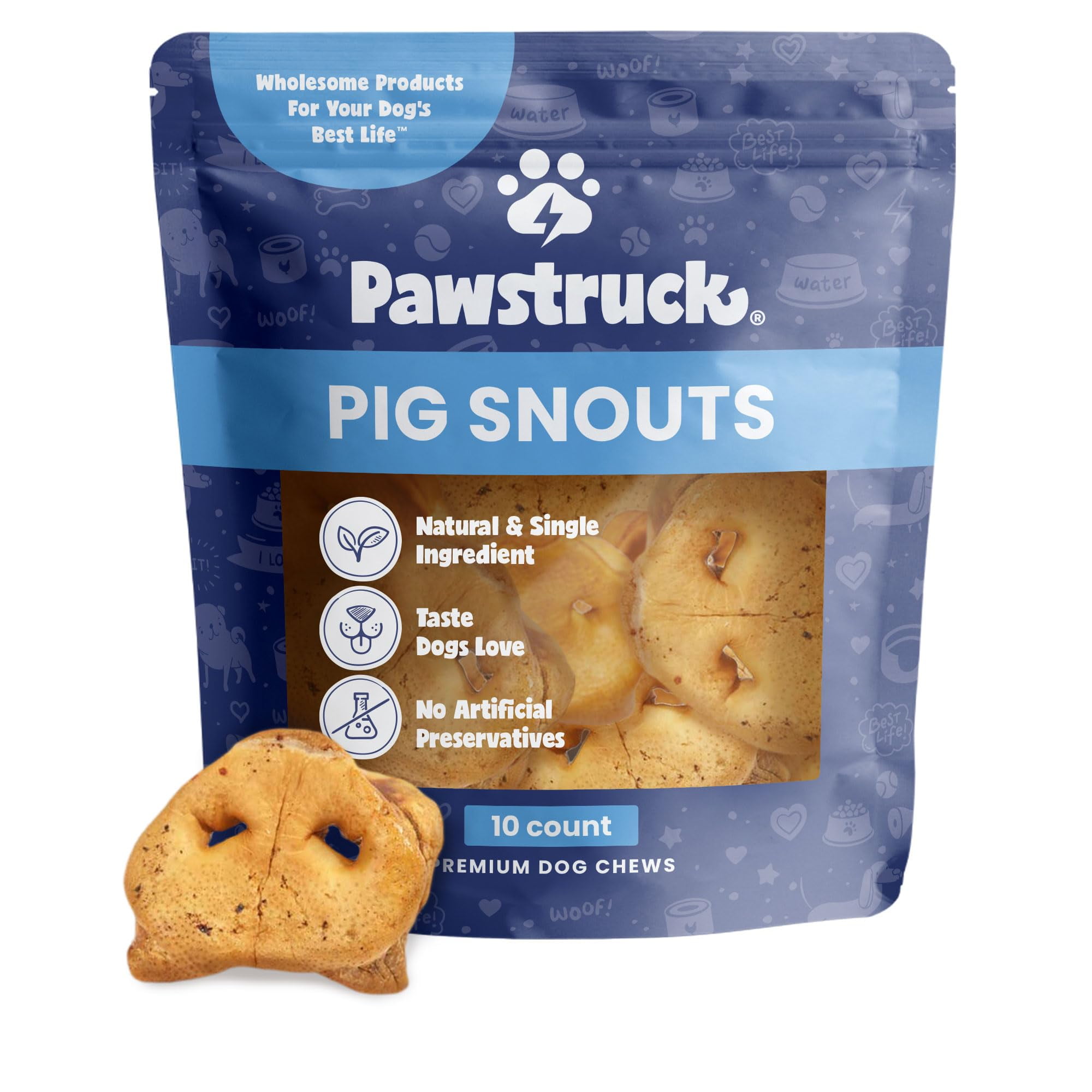 Pawstruck Natural Slow Roasted TMA2 Pig Snouts for Dogs - Premium ...