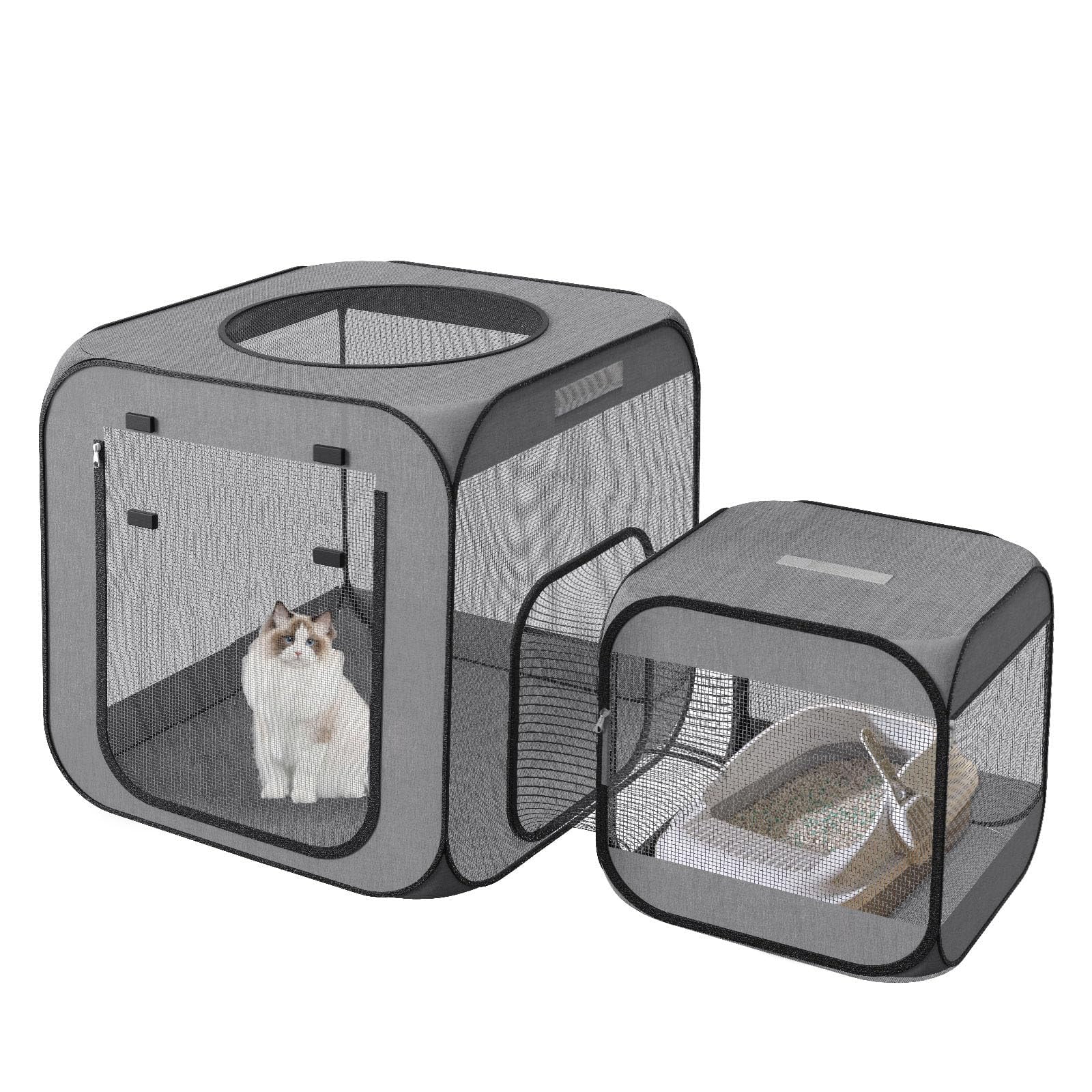 Pawtenda Portable Cat Cage TSF6 Indoor, Cube Design Cat Tent, Foldable ...