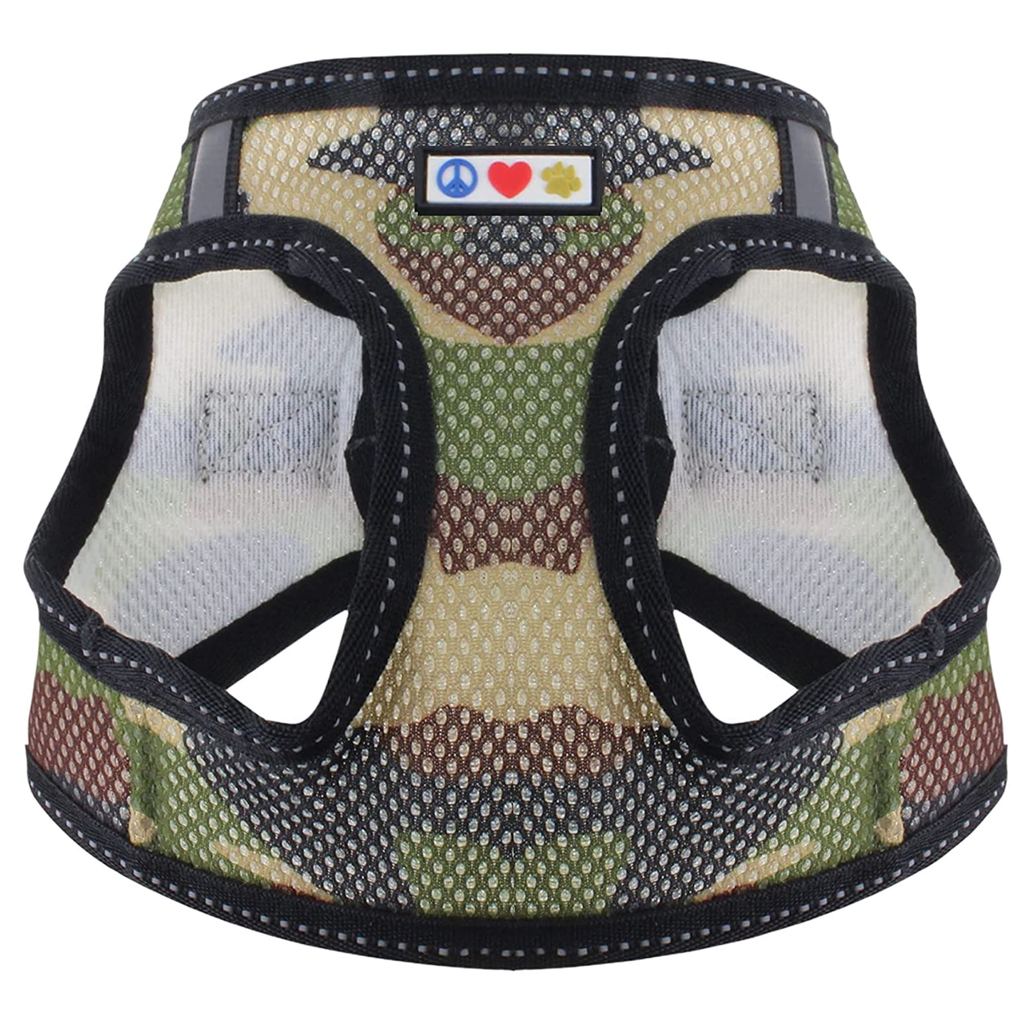 Pawtitas Adjustable Mesh Reflective Dog Harness XL Camouflage Green ...