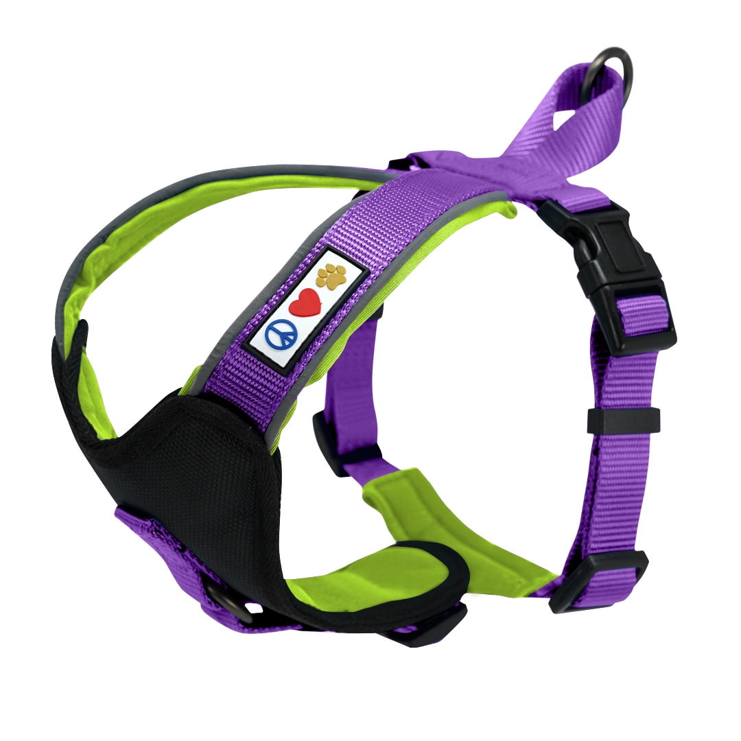 Pawtitas Padded Reflective Dog Harness Extra Small Adjustable Purple ...