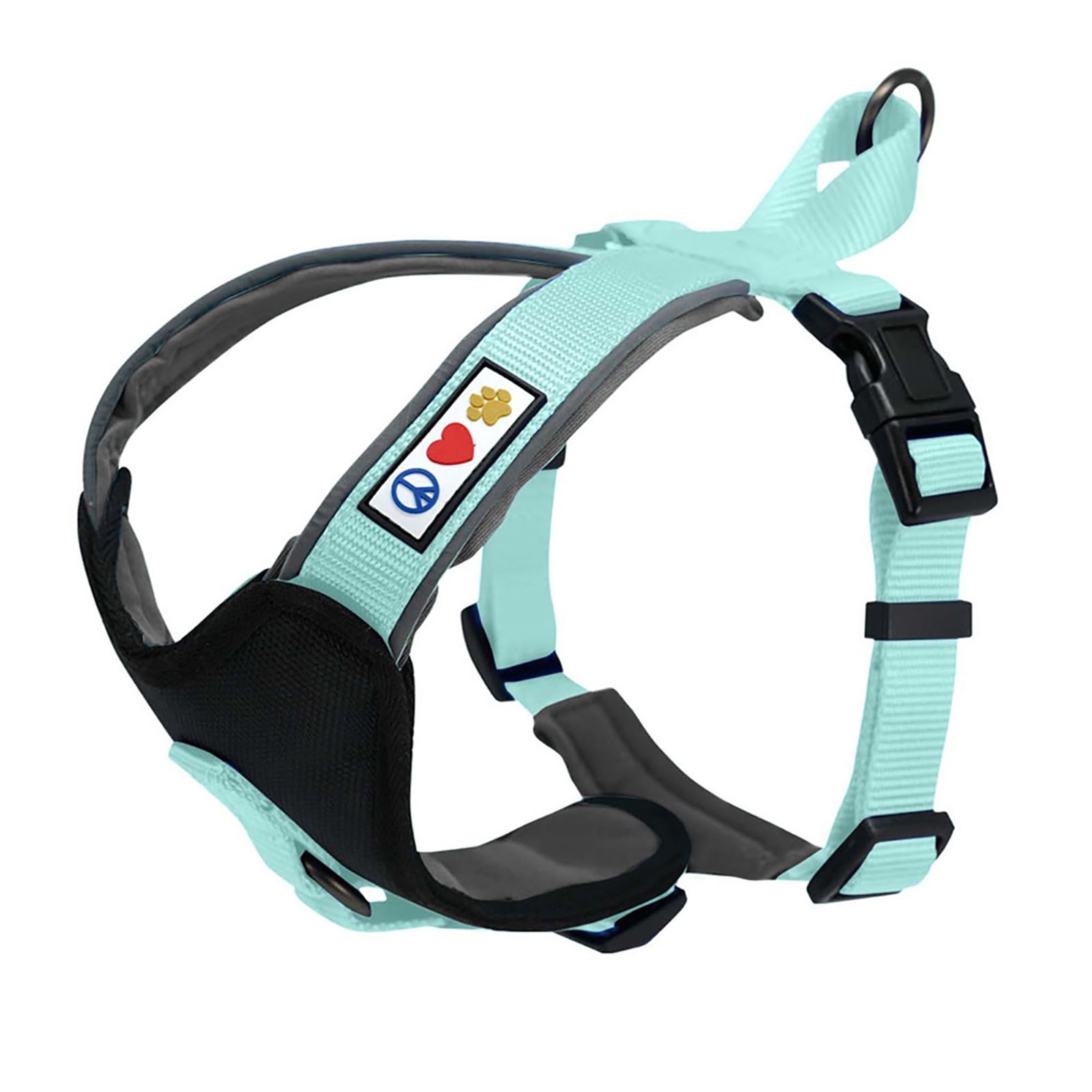 Pawtitas Padded Reflective Dog Harness Large Adjustable Teal Dog ...