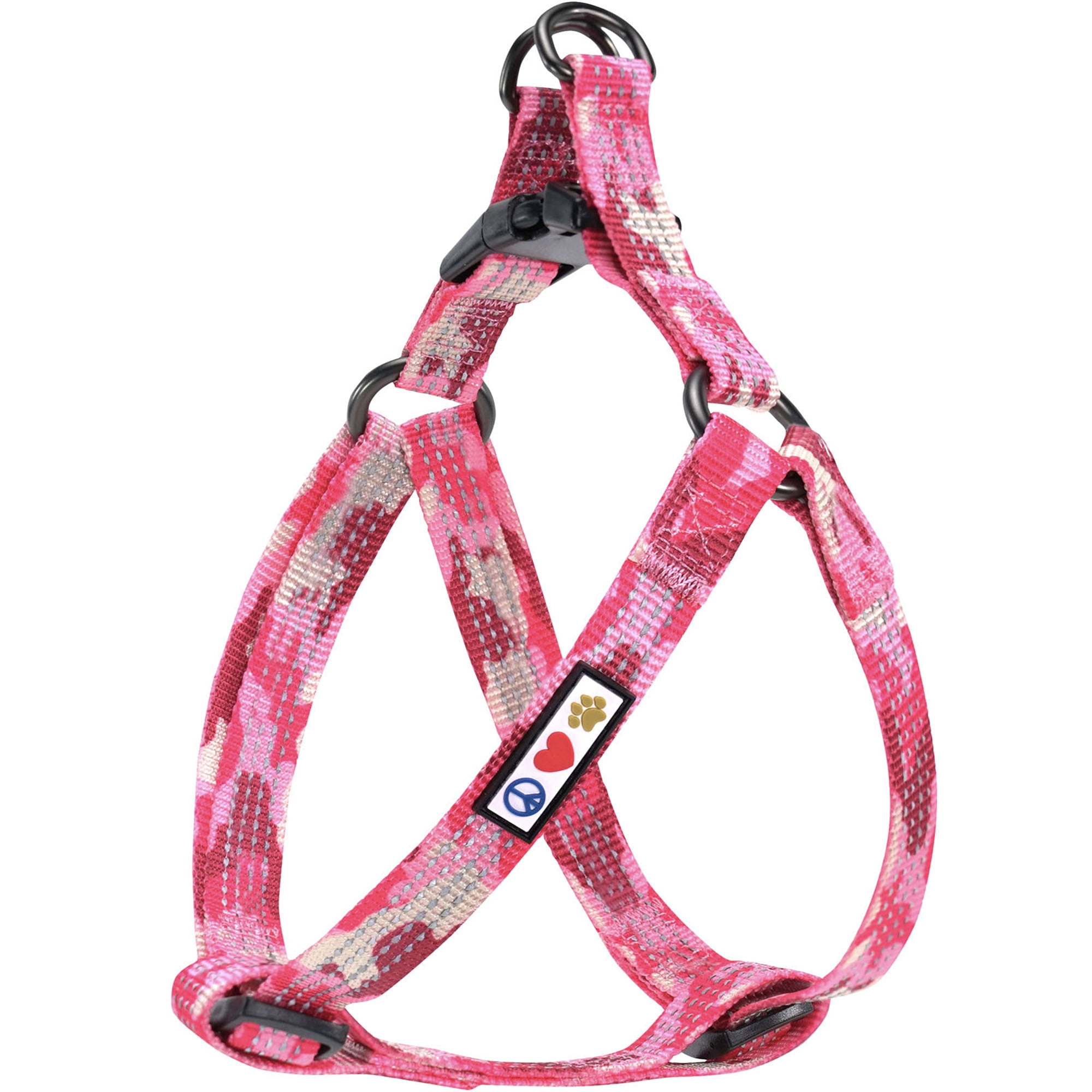 Pawtitas Reflective Dog Harness - Camo Pink - (XS) Extra Small Step in ...
