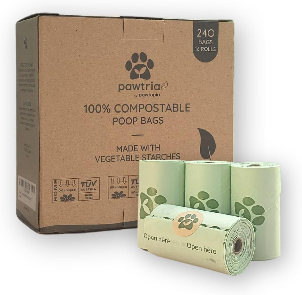 Pawtria Certified Home Compostable Dog Poop Bags (240 Bags ...