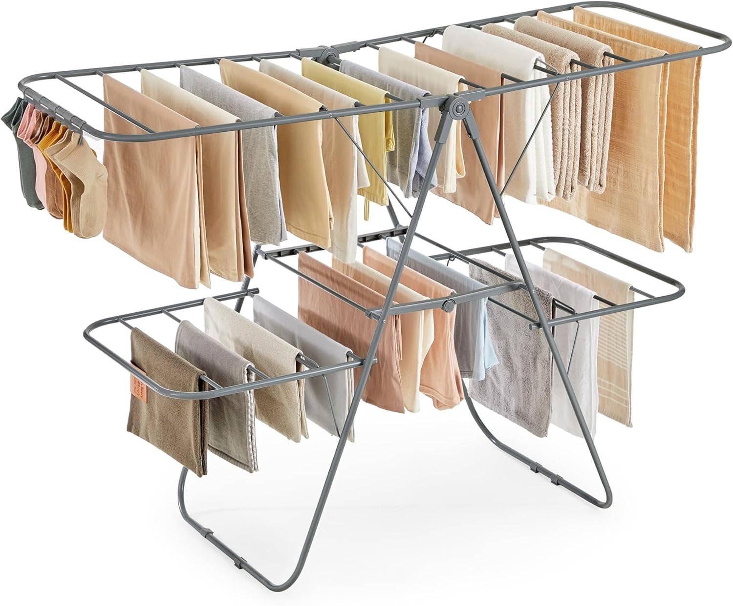 Pawty Clothes Drying Rack, Foldable 2-Level Laundry Drying Rack, Free ...