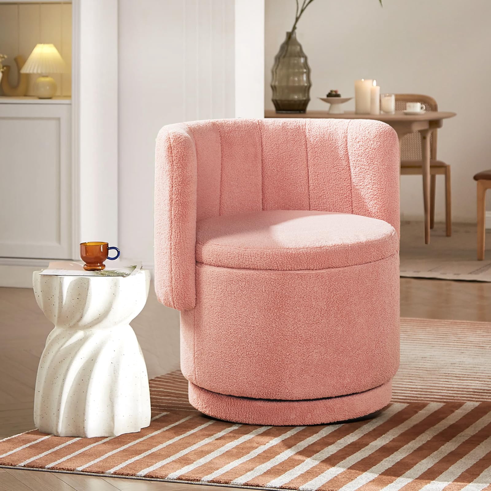 Pawverly 360° Swivel Accent Chair with Hidden Storage, Upholstered ...