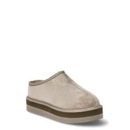 Joyspun Women’s Teddy Fleece Platform Clog Slippers - Walmart.com